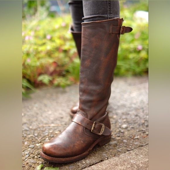 Frye | Shoes | Frye Vernica Slouch Brown Leather Engineer Boots | Poshmark